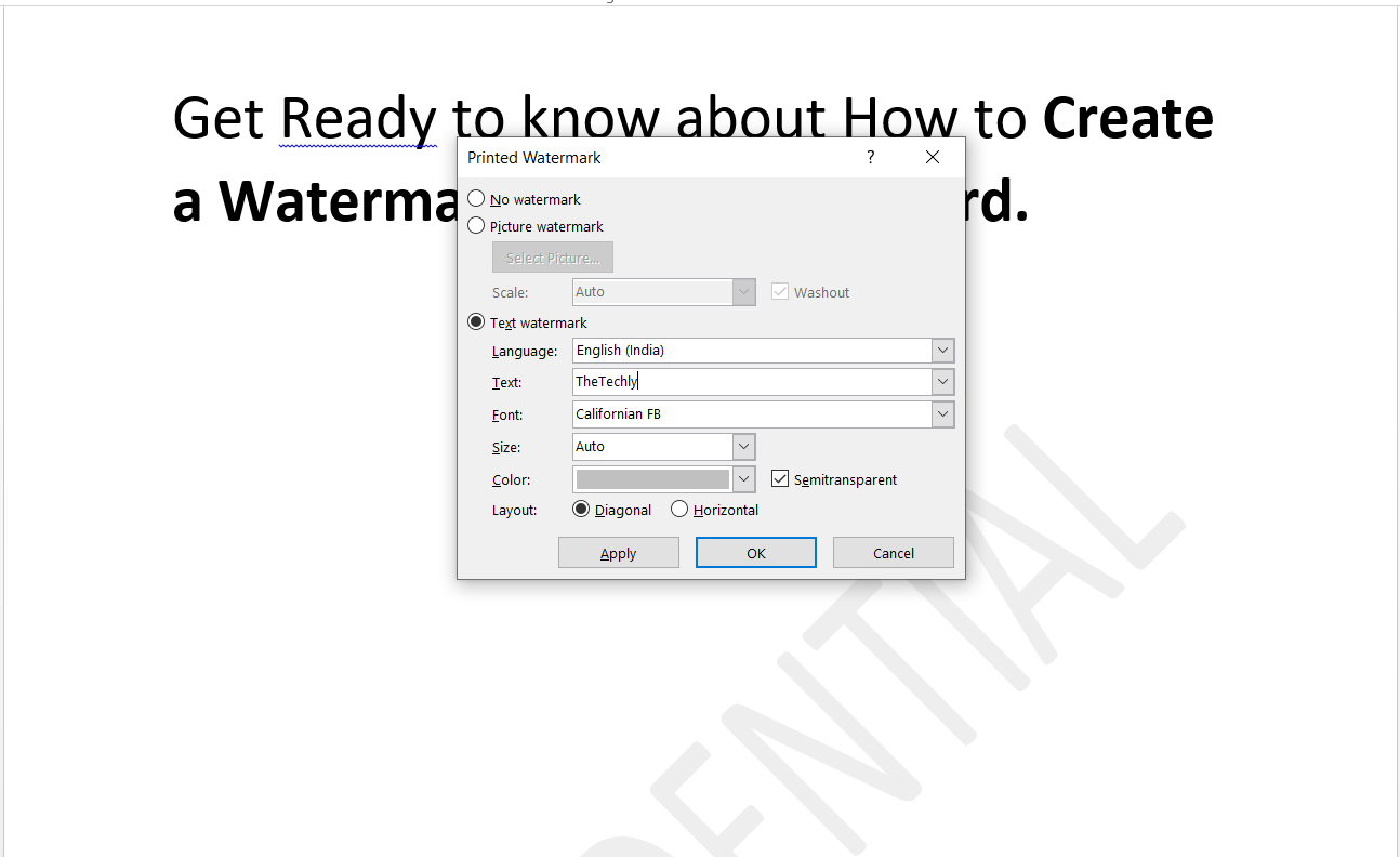 How to Create a Watermark in Word - 2020 Updated - TheTechly